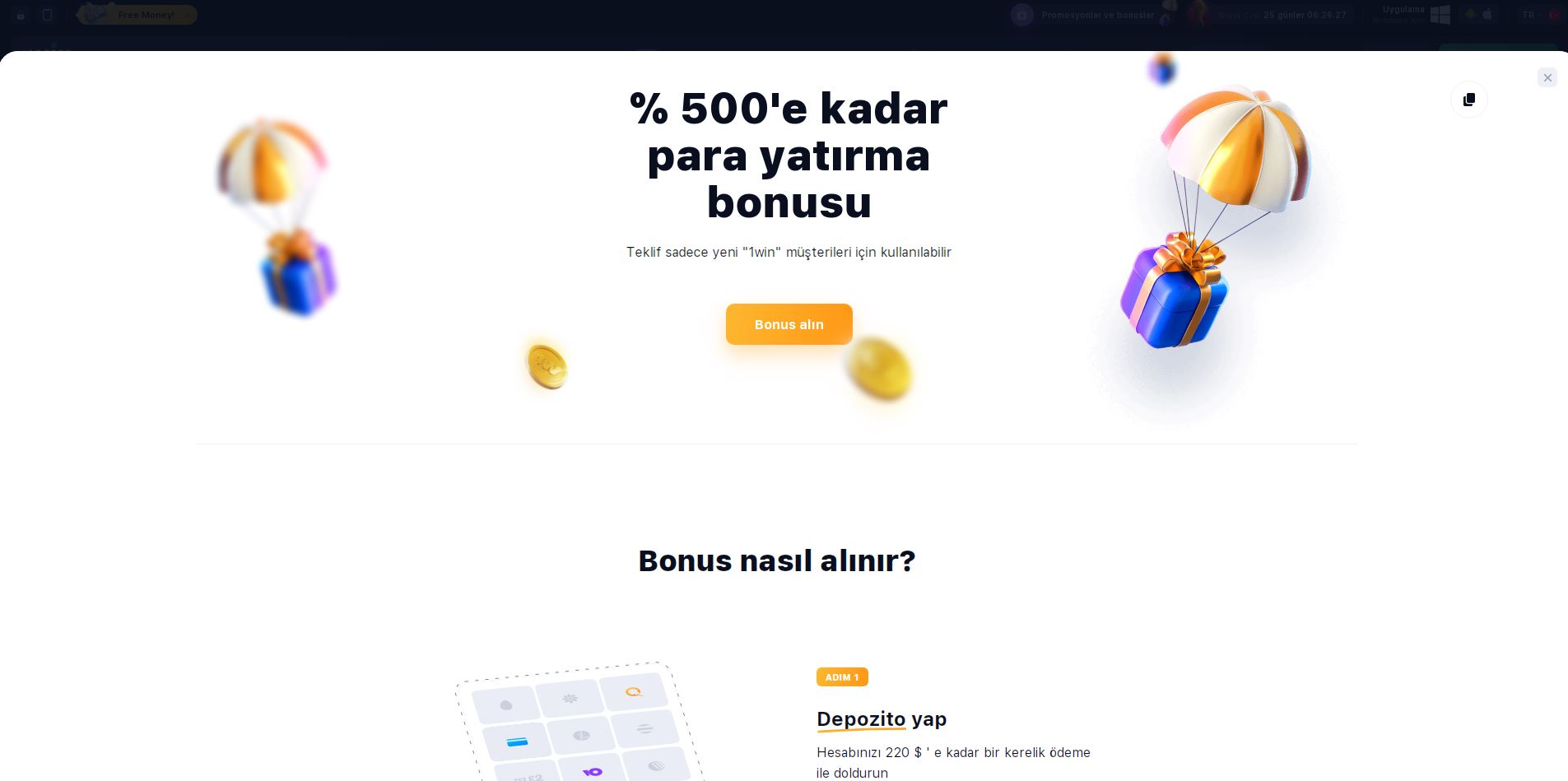 Bônus de boas-vindas do 1Win - 1win